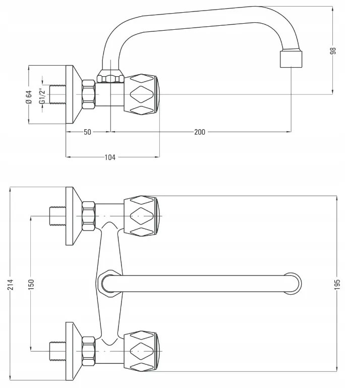 Deante Teno, nástěnná umyvadlová baterie, chromová, BON_050D
