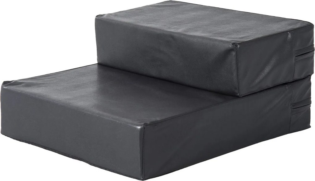 PawHut Zvířecí Schody 2 Kroky - Skládací Schody pro Psy a Kočky Černá L45 x Š39 x V20 cm | Aosom
