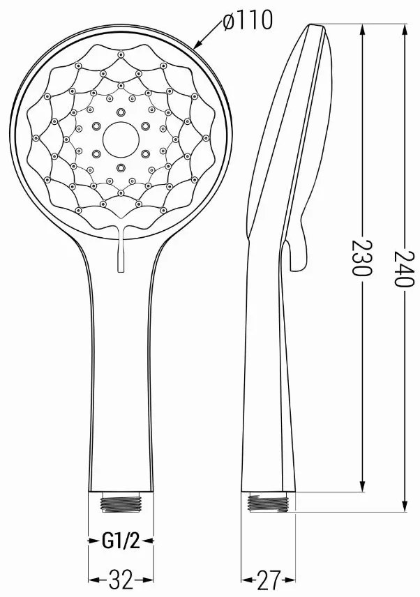Mexen příslušenství - 1-bodový ruční sprchový set R-74, černá, 785746052-70