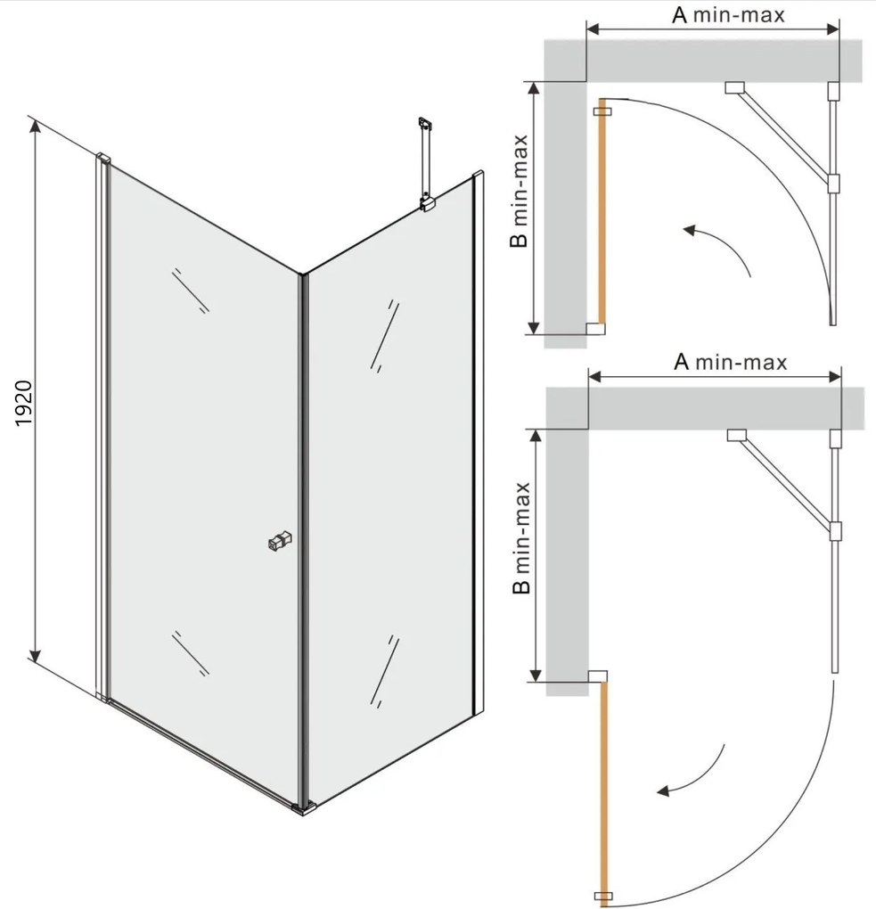 Sprchový kout MEXEN PRETORIA 75x70 cm - 852-075-070-01-00