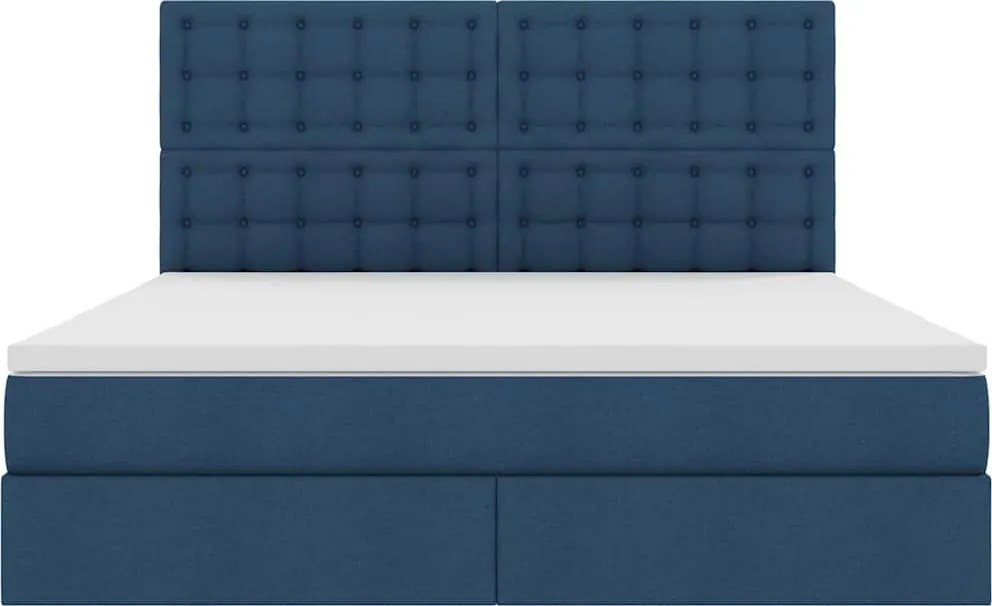 Postel s úložným prostorem a matrací Modrá 180 x 200 cm textil 3371927