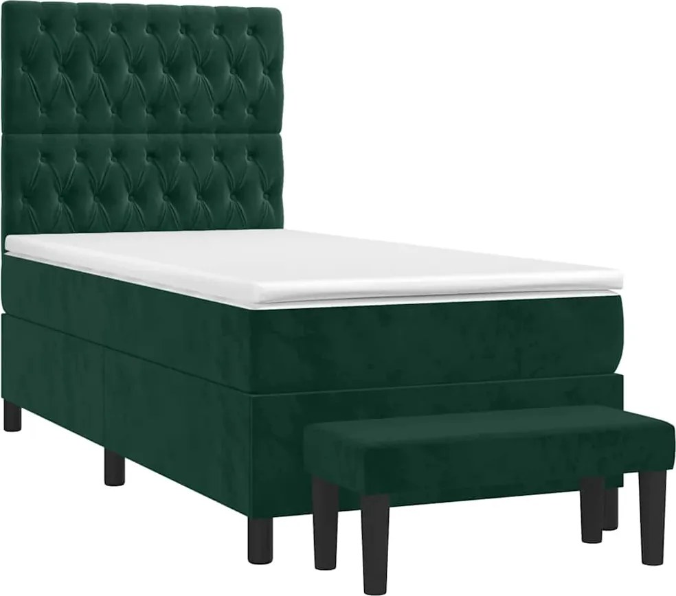 Box spring postel s matrací tmavě zelená 80 x 200 cm samet 3137992