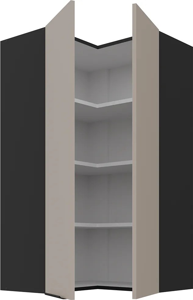 ARIA cb | horní kuchyňská skříňka 60x60 GN-108 2F (90°) rohová s policemi | EXTRA VYSOKÁ | 60x60 cm | černá/béžová