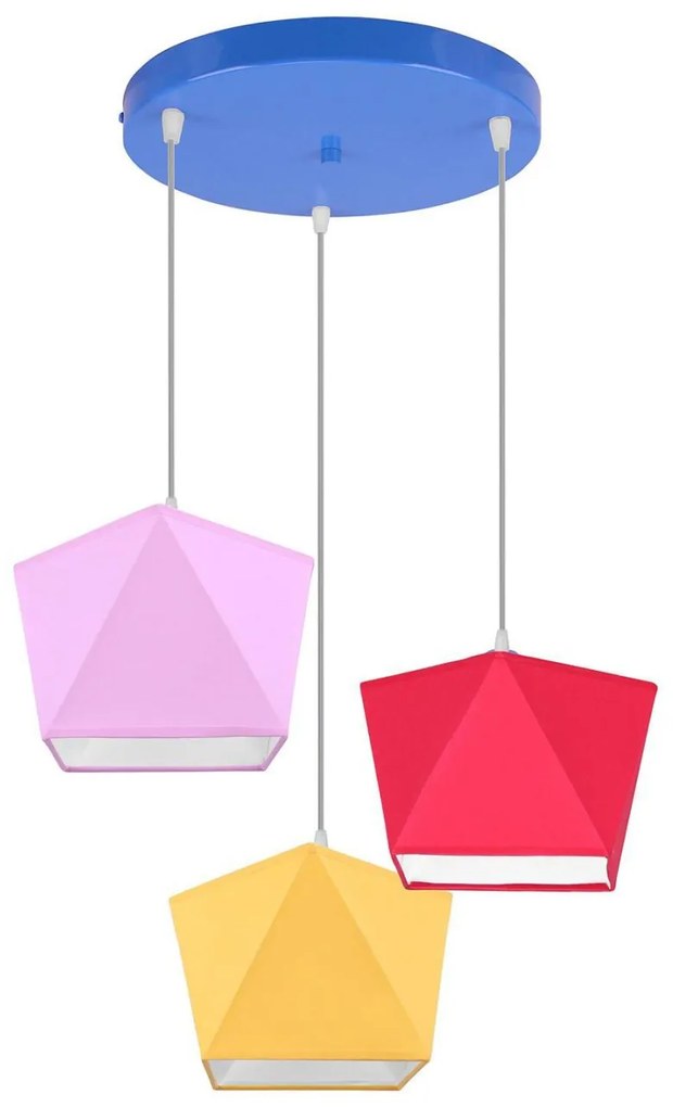 Dětské závěsné svítidlo Diamond, 3x textilní stínítko (mix 10 barev), (výběr z 5 barev konstrukce), o