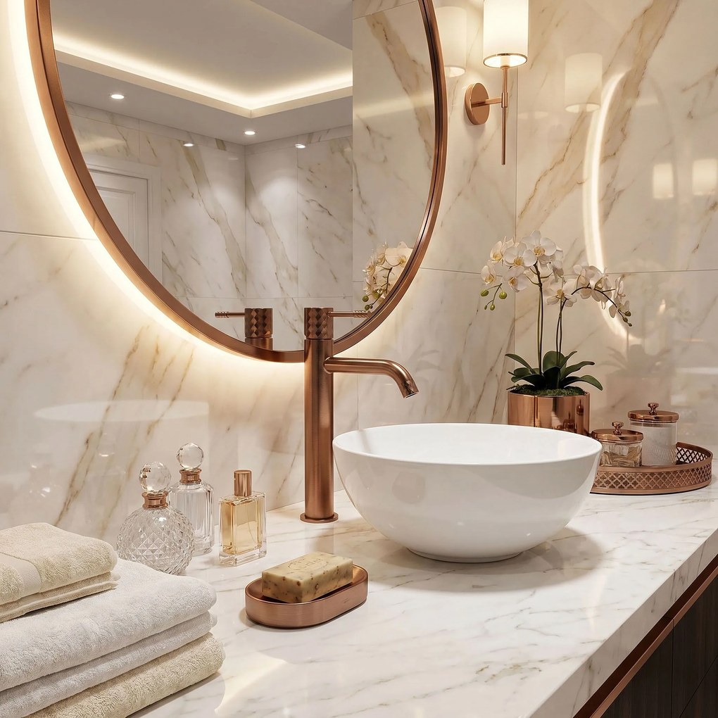 Rea Lungo Diamond, vysoká umyvadlová baterie h-300, měděná matná, REA-B9846