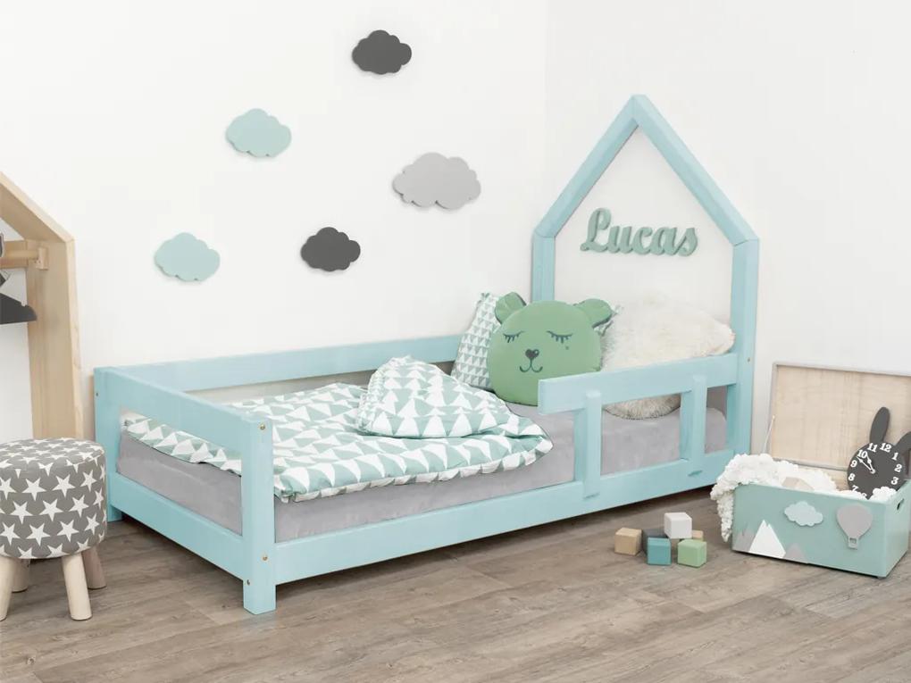 Benlemi Dětská postel domeček POPPI s bočnicí vpravo Barva: Světle modrá, Rozměr: 120 x 200 cm