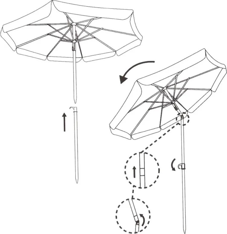 Zahradní slunečník 160 cm SPRINGOS VIVA BU0008 modro-bílý