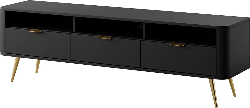 Rtv skříňka Oval 160 cm s výklenky Černá Selsey Design