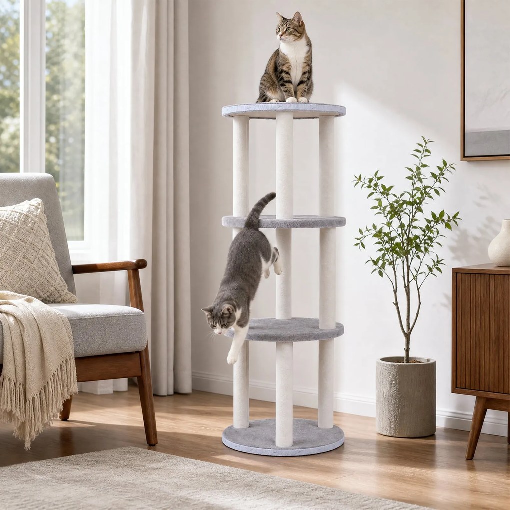 Costway 4-Tier House pro kočky pro více koček Zvýšený útulek pro – světle šedá