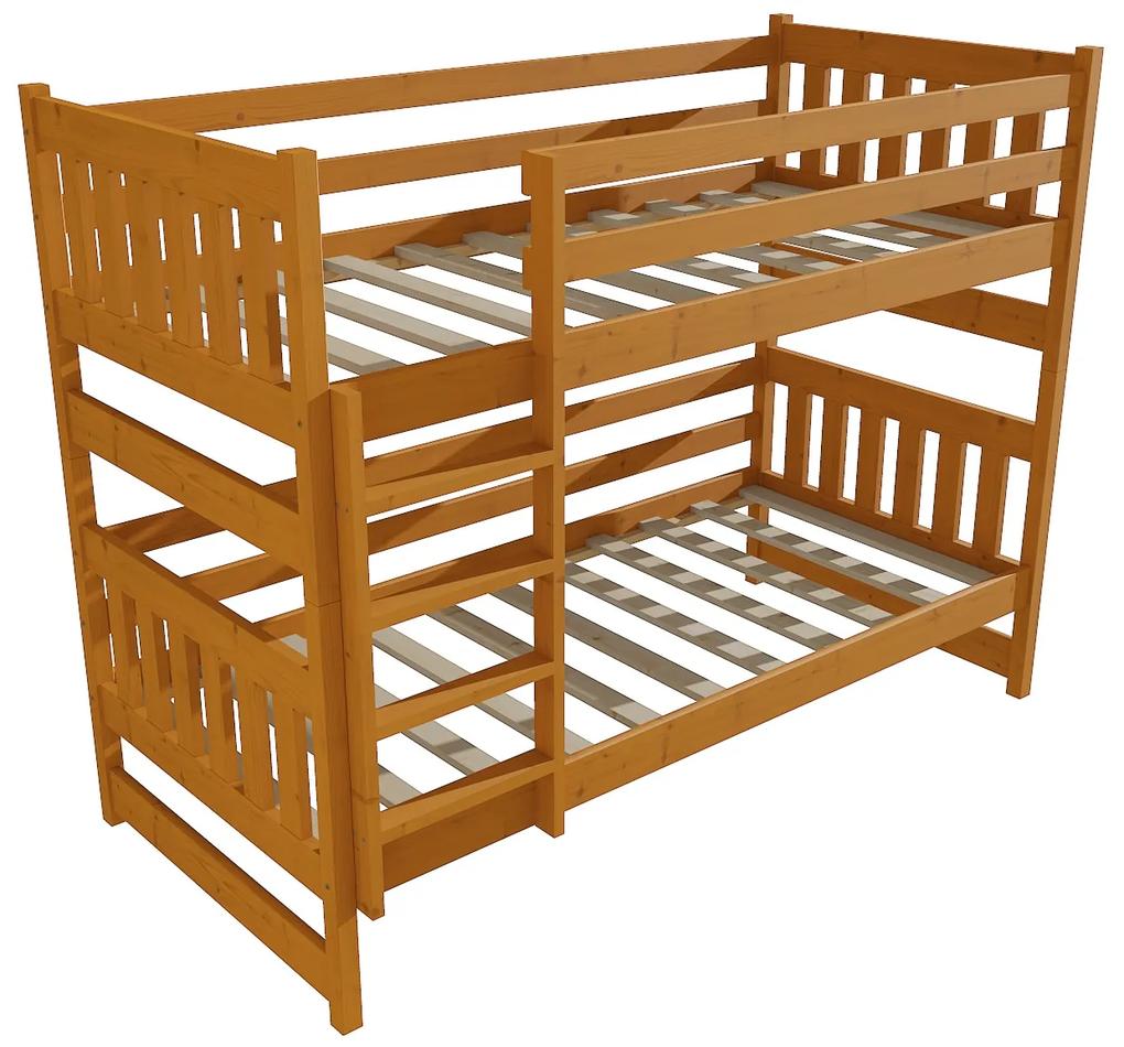 Vomaks Patrová postel PP 021 Rozměr: 90 x 200 cm, Barva: surové dřevo, Prostor mezi lůžky: 80 cm
