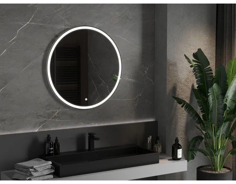 Mexen Gobi, LED kulaté koupelnové zrcadlo s podsvícením 80 cm, 6000K, ochrana proti zamlžování, 9801-080-080-611-00
