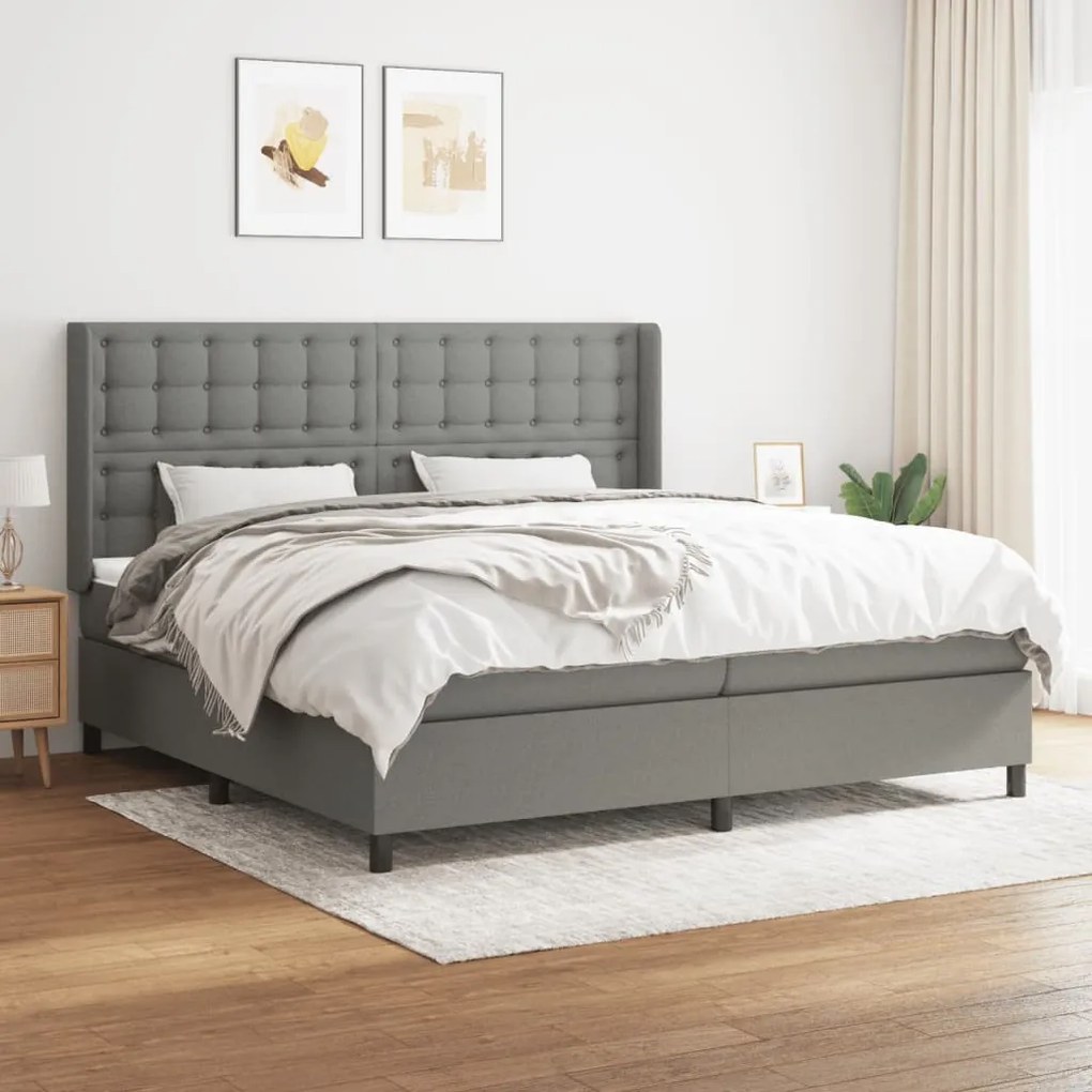 Box spring postel s matrací tmavě šedá 200x200 cm textil 3131778