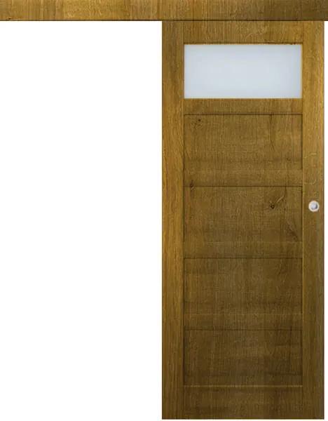posuvné interiérové dveře na stěnu vasco doors BRAGA model 2 Průchozí rozměr: 70 x 197 cm, Orientace dveří: Levé dveře, Dekor: Ořech columbia