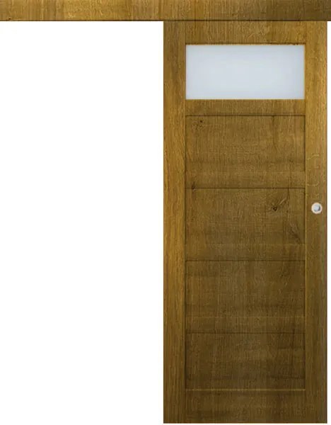 posuvné interiérové dveře na stěnu vasco doors BRAGA model 2 Průchozí rozměr: 70 x 197 cm, Orientace dveří: Levé dveře, Dekor: Ořech muškátový