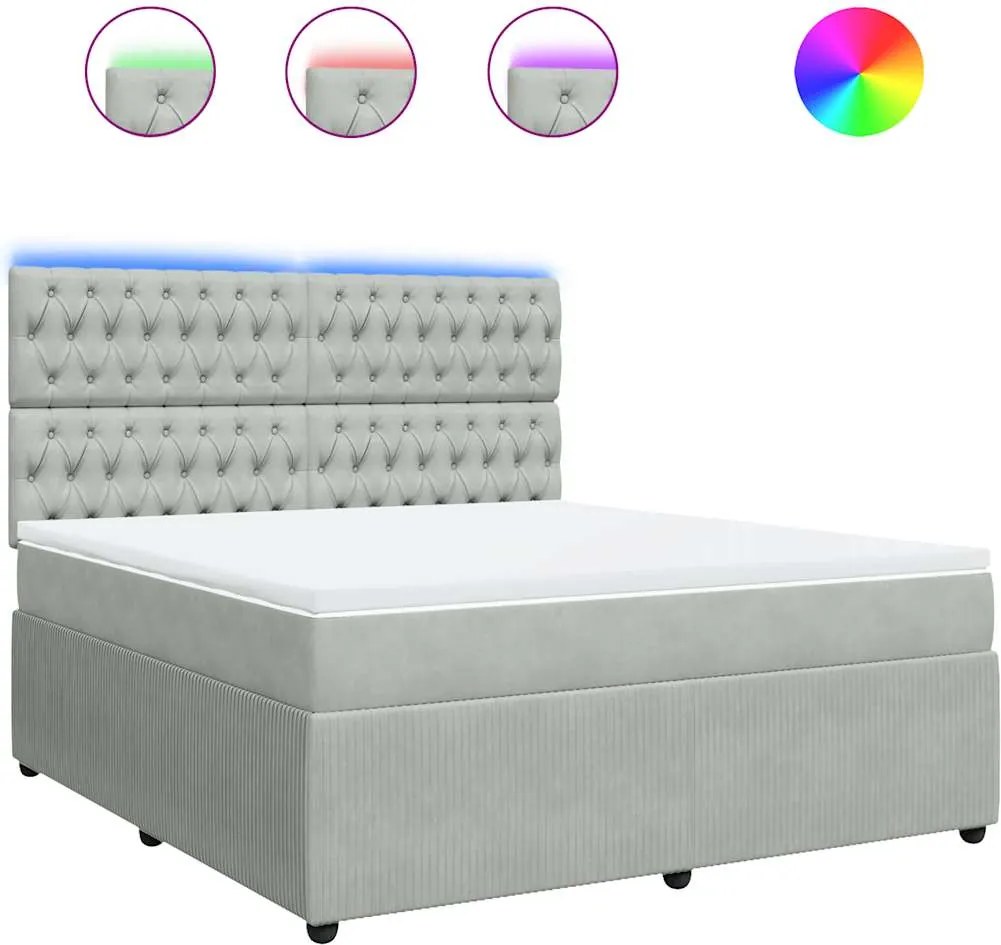 Box spring postel s matrací světle šedá 180x200 cm samet 3294712