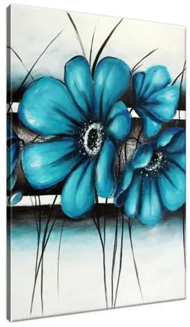Ručně malovaný obraz Malované tyrkysové květiny 70x100cm RM2370A_1AB