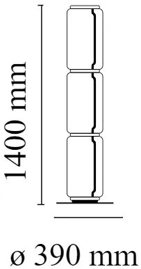 Flos Noctambule F3 Low Cylinders Small Base, stojací lampa ze skla se stmívačem, 4x9W LED 2700K, výška 140cm