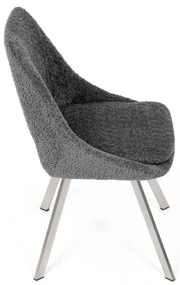 Autronic Elegantní šedá jídelní židle RINA s broušenými kovovými nohami (vzorek z prodejny)