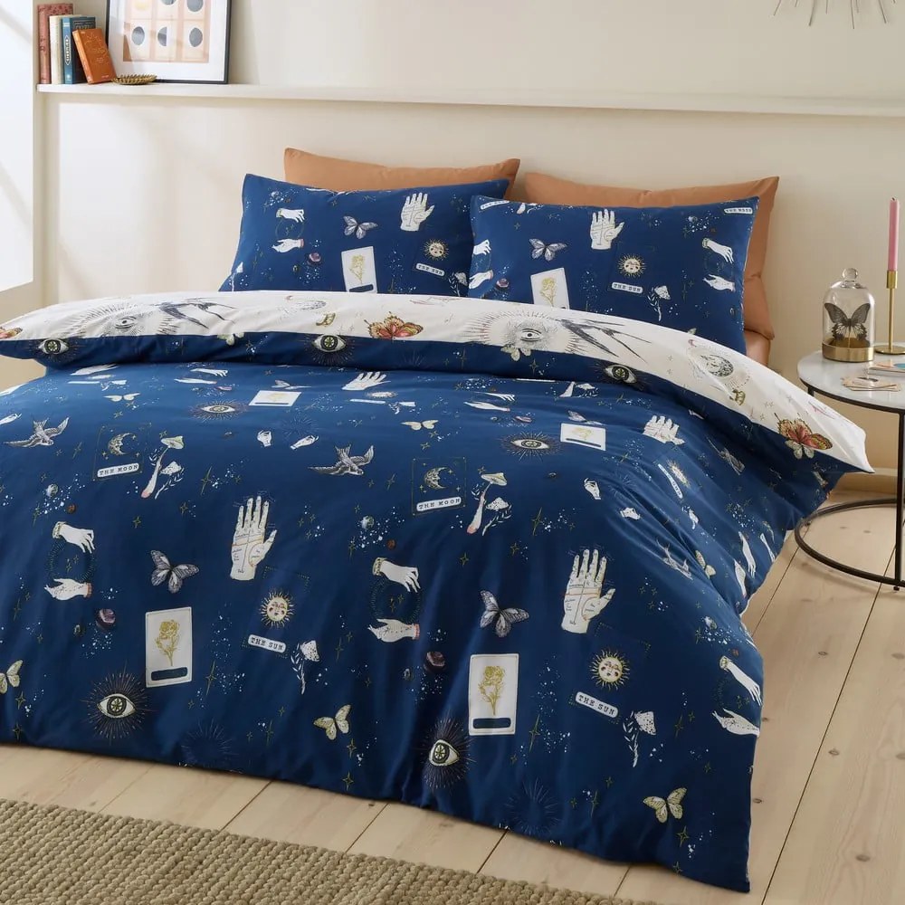 Modré/krémové povlečení na jednolůžko 135x200 cm Astrology – Sassy B
