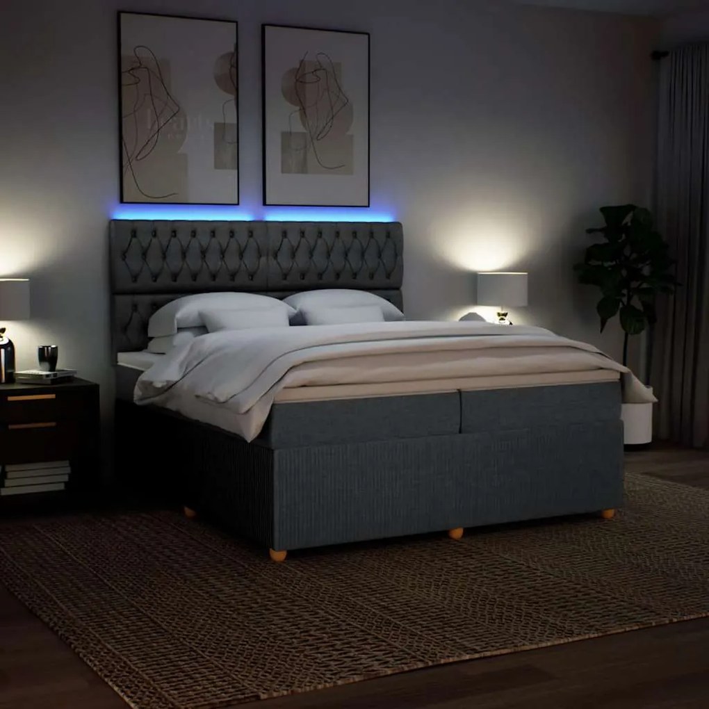Box spring postel s matrací tmavě šedá 200x200 cm textil 3294471