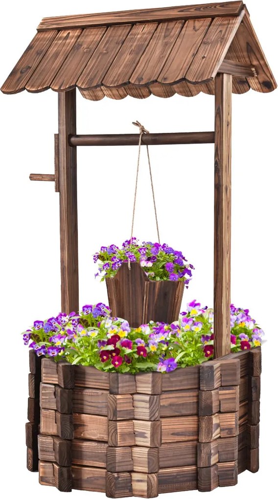 Costway Wish Well pro venkovní dřevěnou fontánu vědro květináč