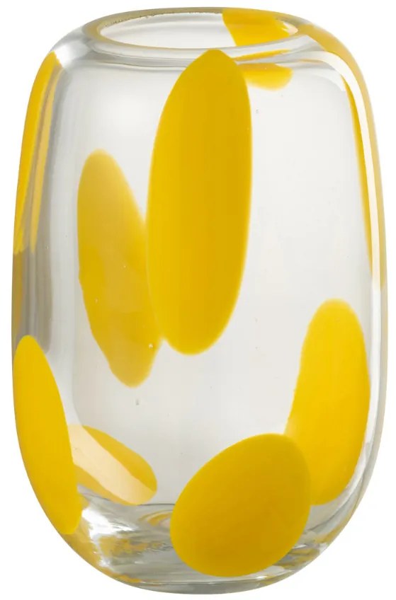 OnaDnes -20% Žlutá skleněná váza J-line Spune 16 cm
