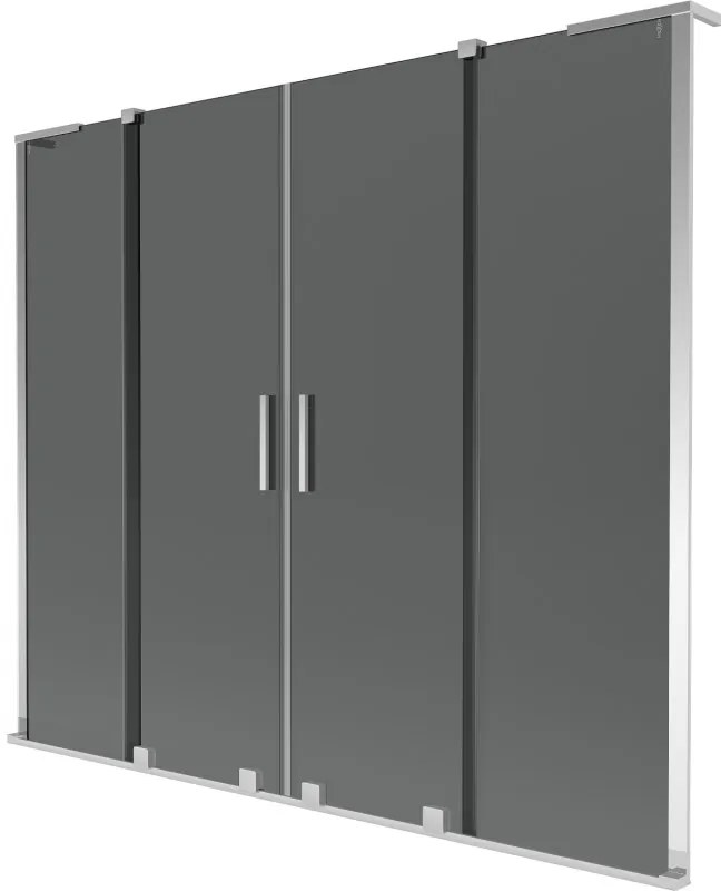 Mexen Velar L Duo, 2-křídlová posuvná vanová zástěna 200 x 150 cm, 8mm šedé sklo, chromová, 896-200-003-42-01