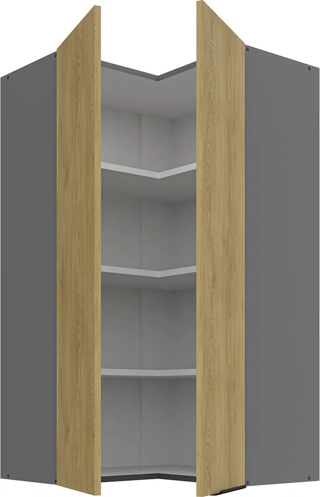 CREMONA ac | horní kuchyňská skříňka 60x60 GN-108 2F (90°) rohová s policemi | EXTRA VYSOKÁ | 60x60 cm | antracit/cremona