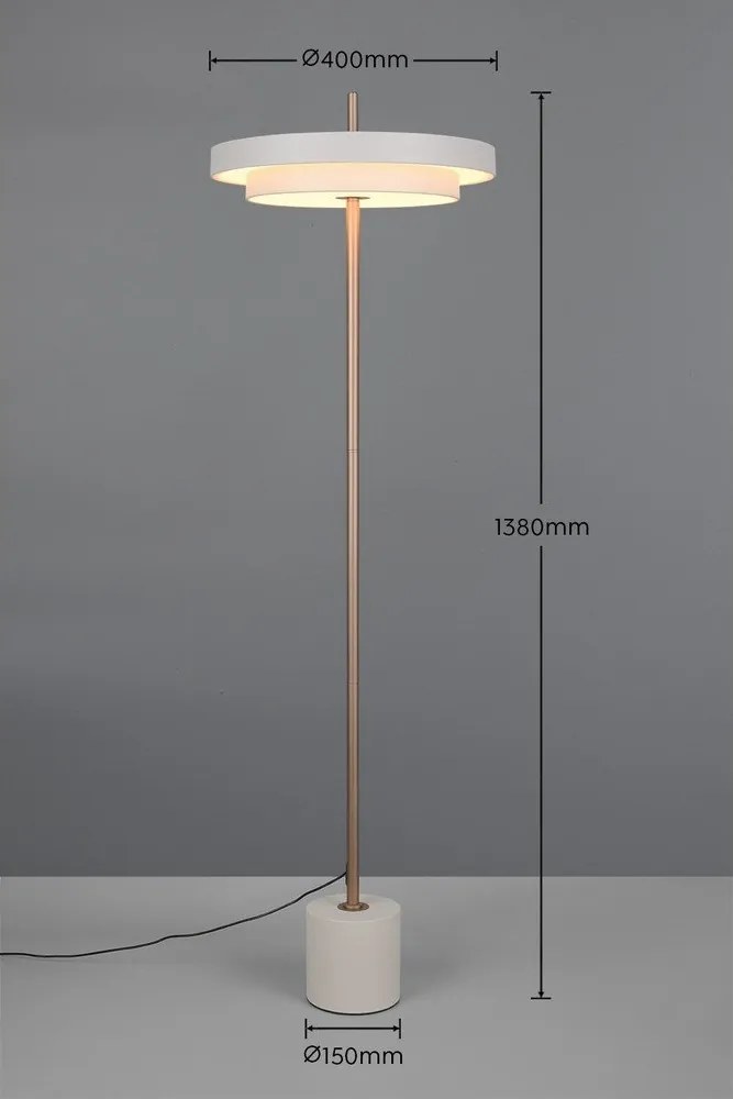 Slonovinová LED stmívatelná stojací lampa (výška 138 cm) Keaton – Trio