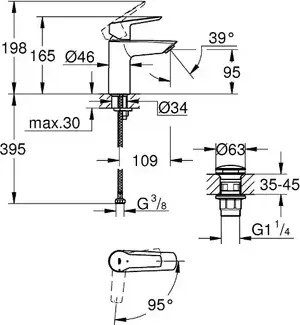 Grohe QuickFix Start - Umyvadlová baterie s výpustí Push-Open studený