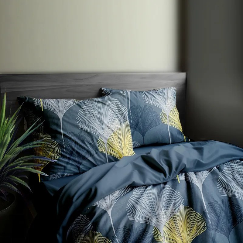 Ervi Bavlněné povlečení oboustranné - Botanic Luxe / modré