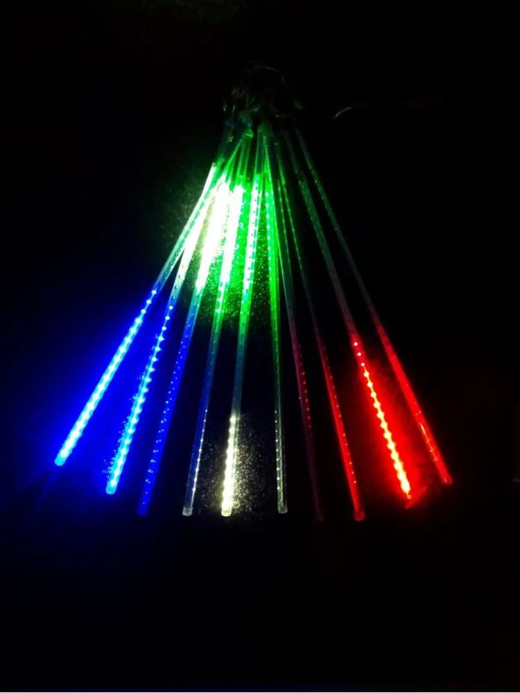 Vánoční LED 600 50cm RGB barevný padající sníh, 10ks rampouchů - ELSKALKA