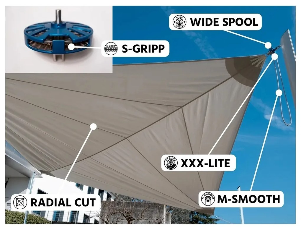 Maanta Sluneční rolovací plachta solaria+ PLUS FURL trojúhelník Barva látky: Ivory, Rozměr: 7x7x7 m
