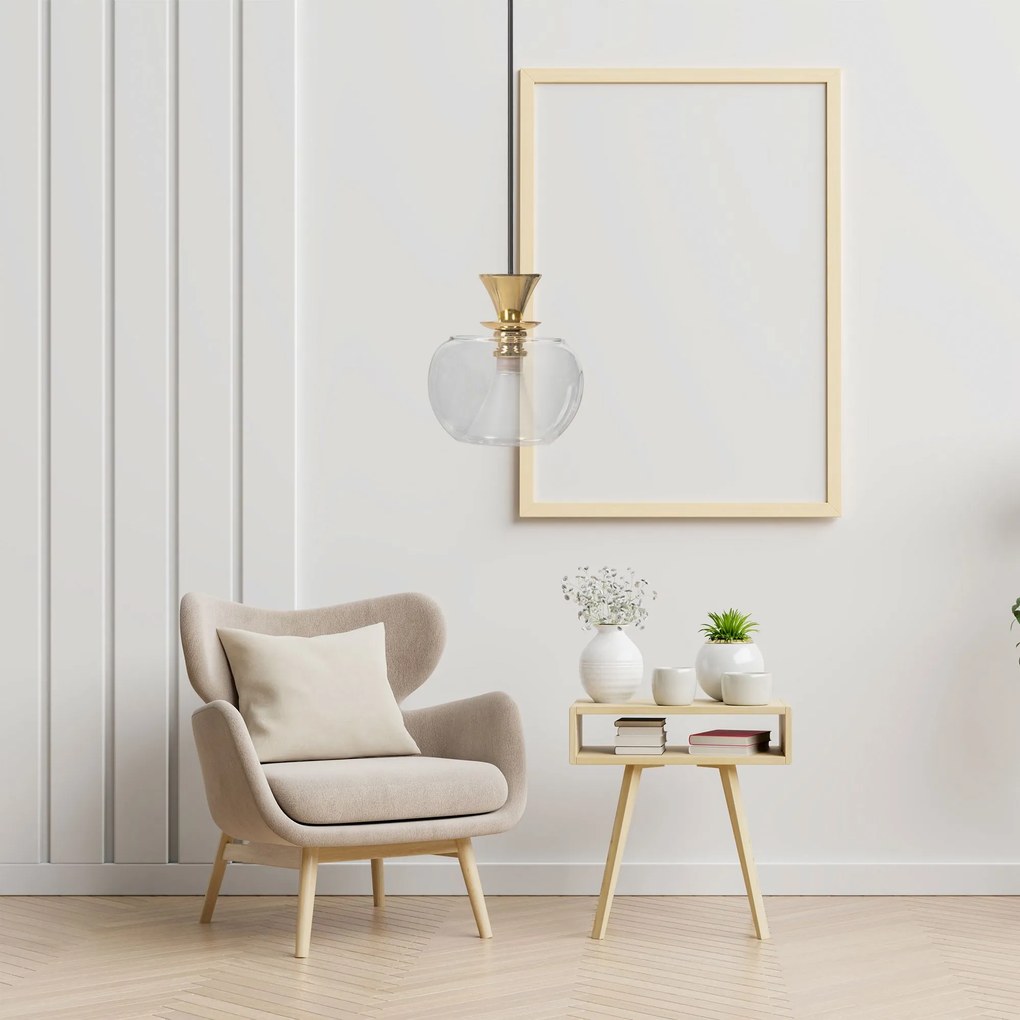 Toolight - Stropní lampa závěsná skleněná koule zlatá APP902-1CP, OSW-06676