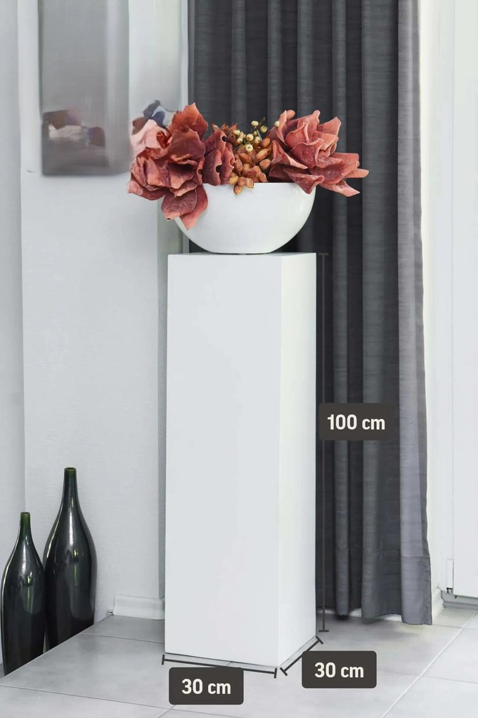 Podstavec PODEST, výška 100 cm, sklolaminát, bílý lesk