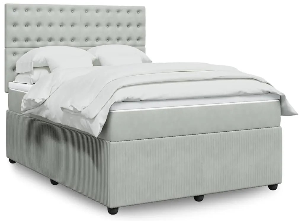 Box spring postel s matrací světle šedá 140x190 cm samet 3294646