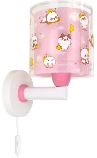 Dalber 41769S - Dětská nástěnná lampa KAWAII FRIENDS 1xE27/15W/230V růžová