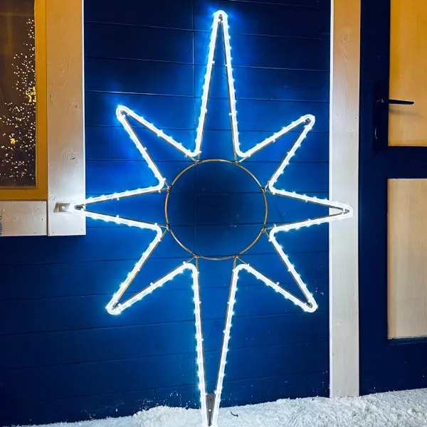 Easy Fix 2D LED světelná hvězda X., 67 × 100 cm, ledově bílá, závěsná, hliník