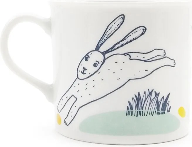 Porcelánový hrnek Zajíček na paloučku, 250 ml – s českým autorským designem v pohádkovém stylu