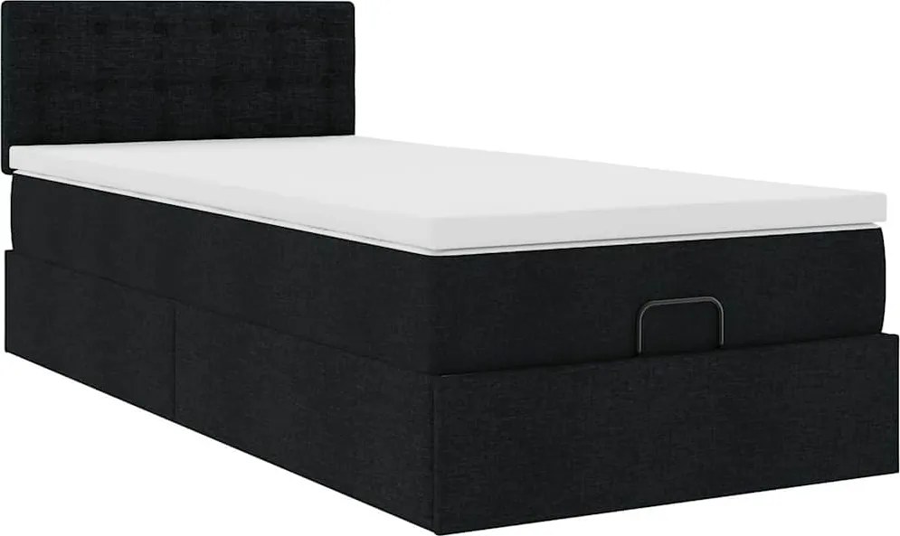 Osmanský rám postele s matrací černá 90x190cm textil 3312438