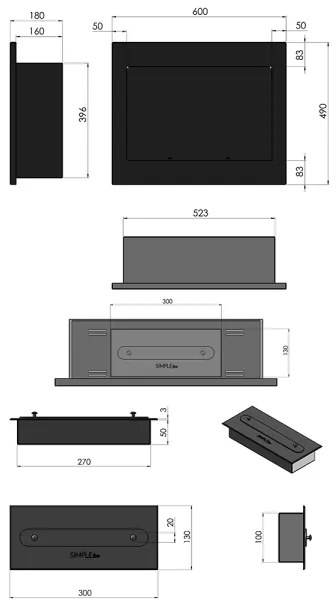 InFire - Vestavěný BIO krb 49x60 cm 3kW černá