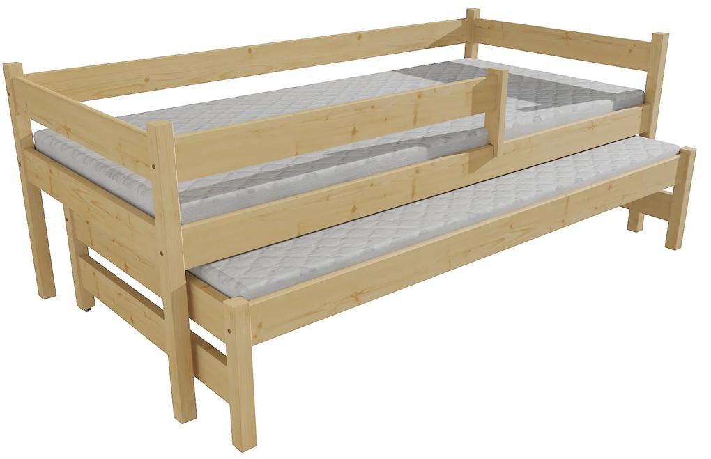 Vomaks Dětská postel s výsuvnou přistýlkou DPV 017 se zábranou Rozměr: 90 x 180 cm, Barva: moření olše