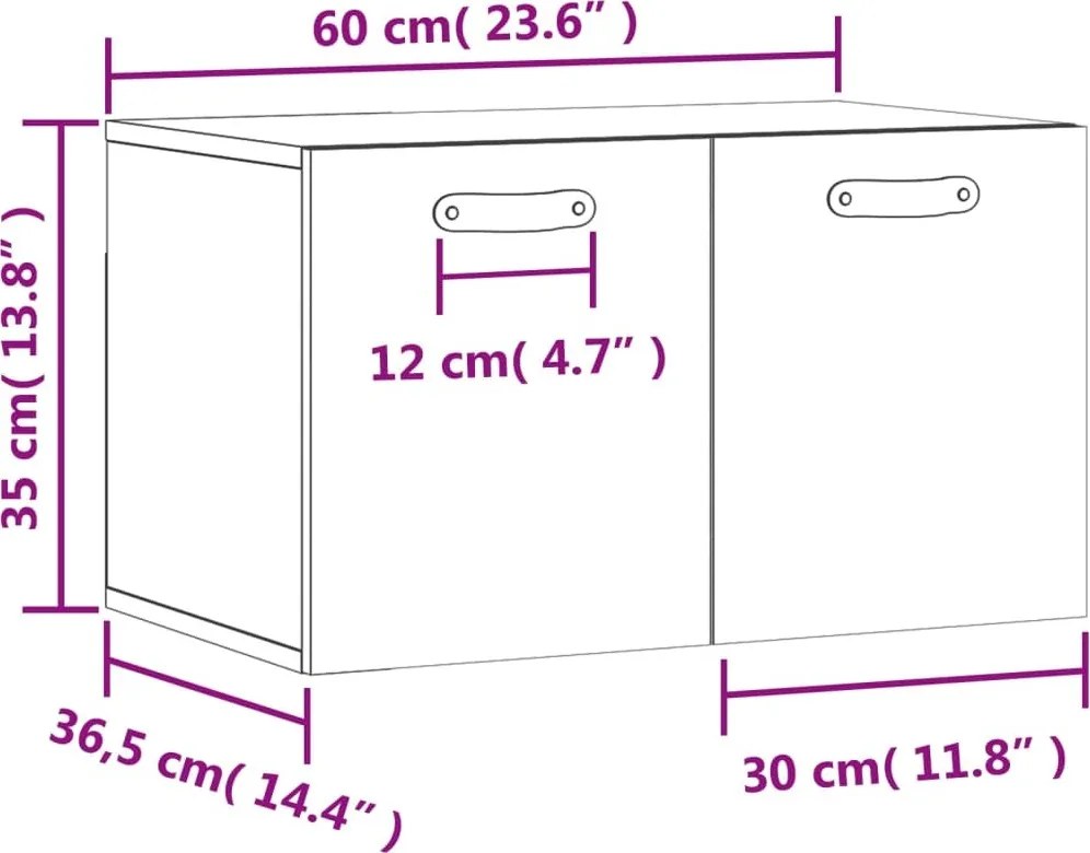 vidaXL Nástěnná skříňka 60 x 36,5 x 35 cm kompozitní dřevo [830002] Barva: bílá s vysokým leskem