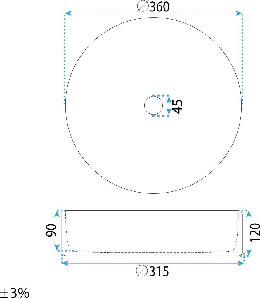 Rea Stefania, umyvadlo na desku 360x360x120 mm, bílá se vzorem, REA-U9852