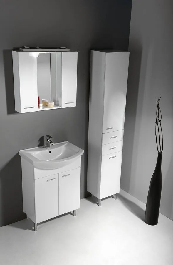 Aqualine, ZOJA/KERAMIA FRESH skříňka vysoká s košem 35x184x29cm, bílá, 51230