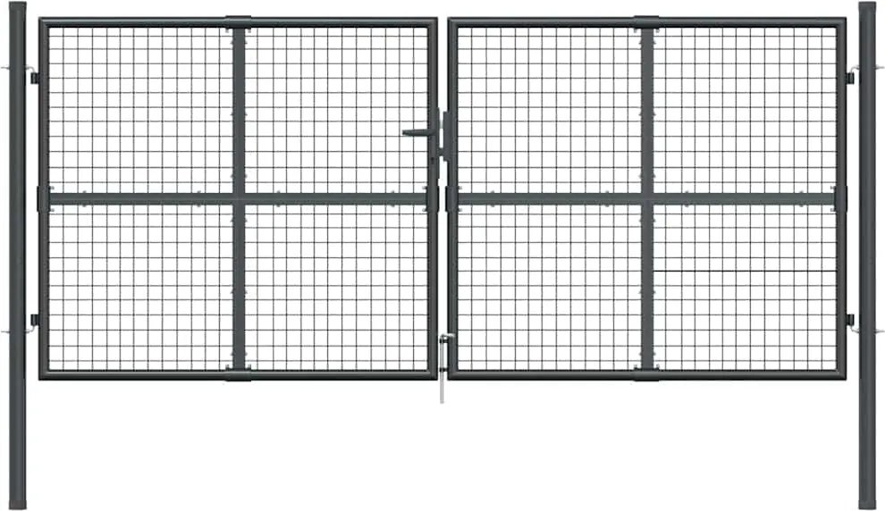 Pletivá zahradní branka antracitová 300 x 125 cm pozinkovaná ocel 154530