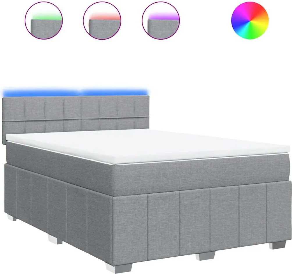 Box spring postel s matrací světle šedá 160 x 200 cm textil 3289419