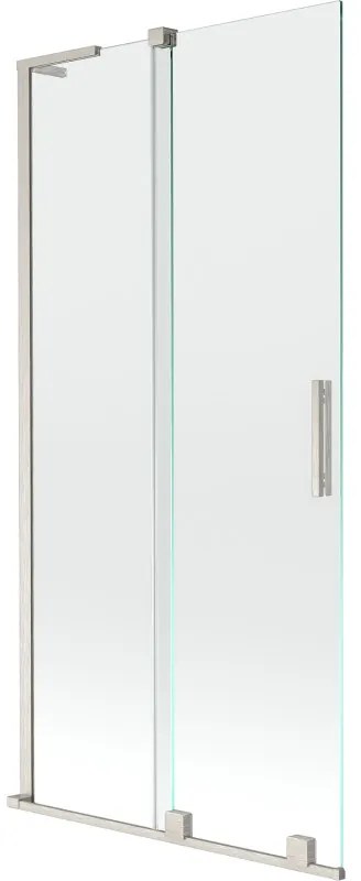 Mexen Velar L, 2-křídlová posuvná vanová zástěna 90 x 150 cm, 8mm čiré sklo, broušená ocel, 896-090-003-01-97
