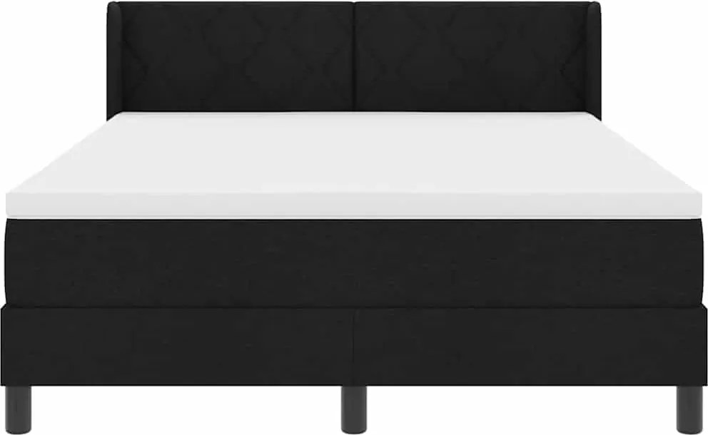 Postel s boxspringem s čelo Černý 190 x 140 cm textil 3341162