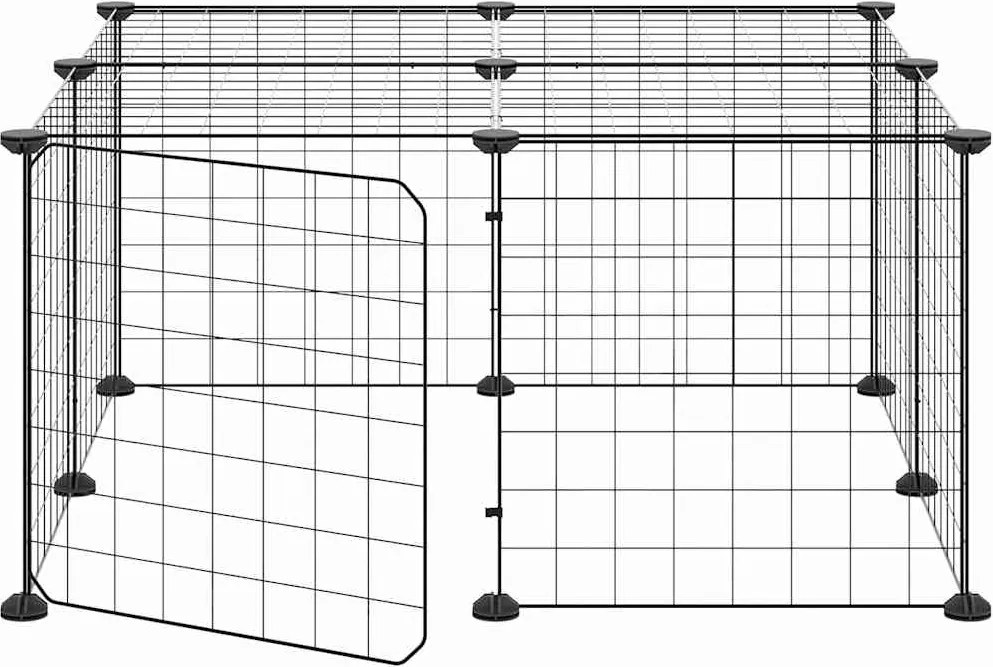 12panelová ohrádka pro zvířata s dvířky černá 70 x 70 x 35 cm ocel 3114051